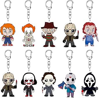 10 Packs Horror Movie Keychains Halloween Horror Keychains Bulk, Horror ...