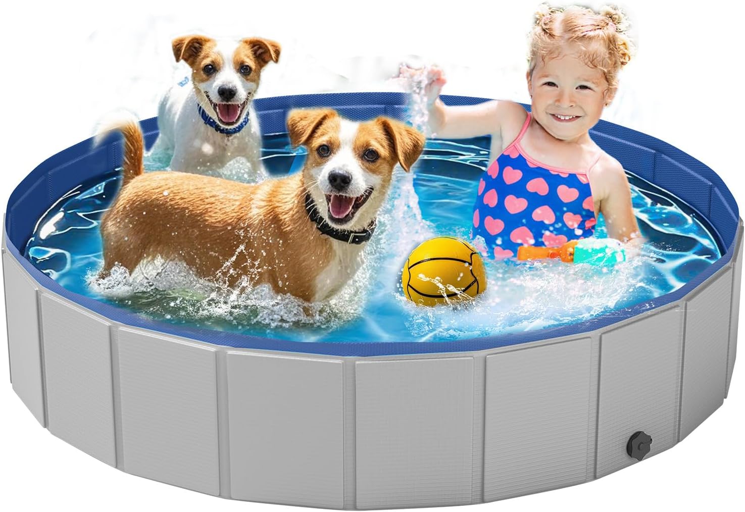 Amazon.com: Pawtners Dog Pool for Large Dogs 63" XL, Foldable Kiddie ...