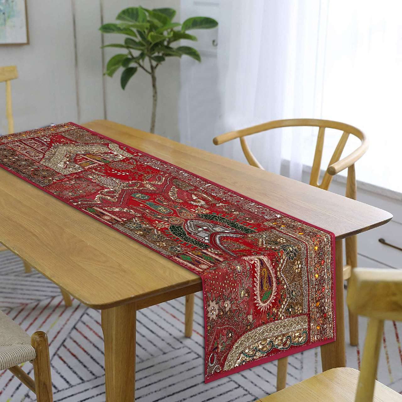Amazon.com: Treen Art Linen Indian Table Runner 20" W x 80" L, Ethnic ...