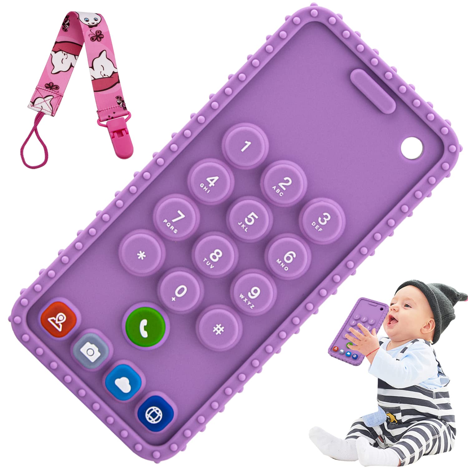 Amazon.com : Besosay Baby Phone Teething Toys for Babies 0-3, 0-6, 6-12 ...