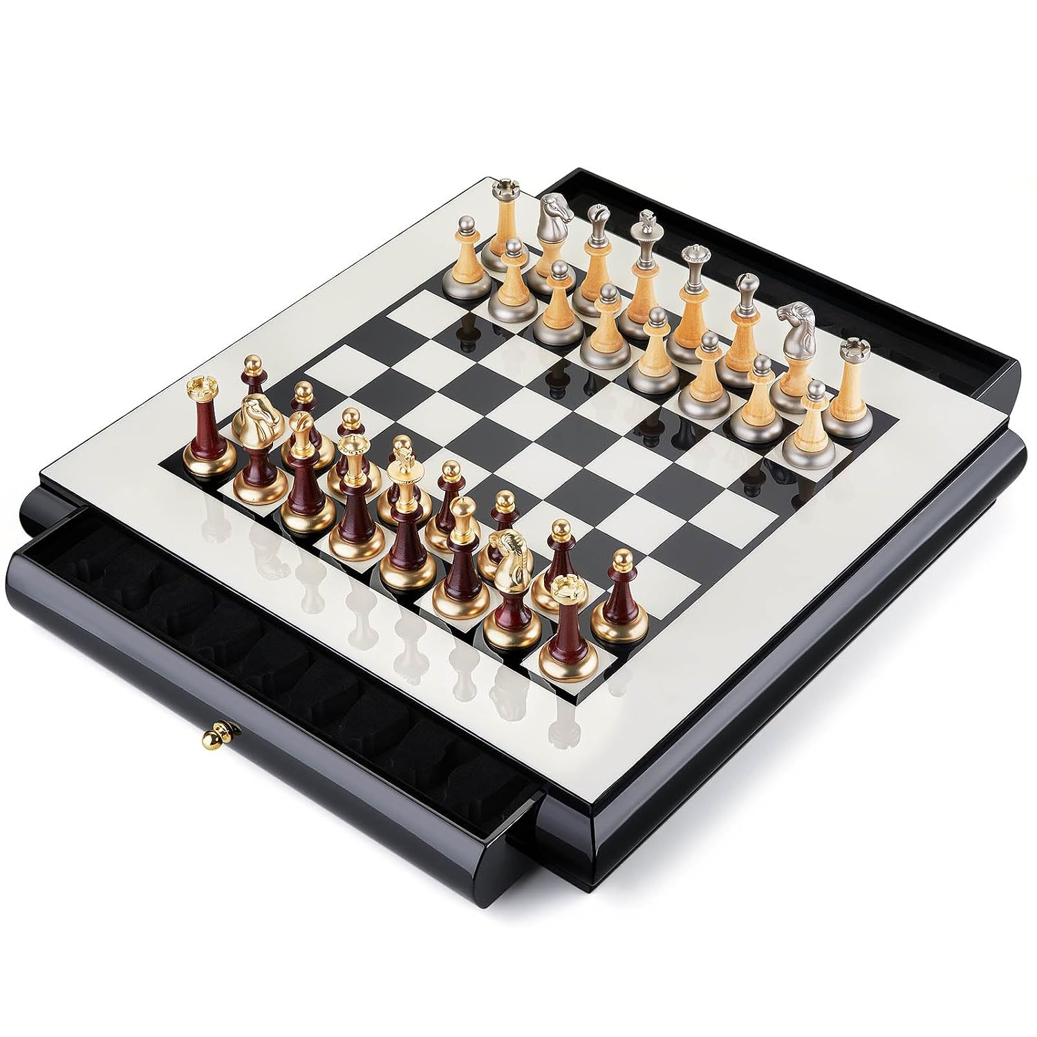 Buy AMEROUS 15.7 Inches Wooden Chess Set - Large Size Board with 2 ...