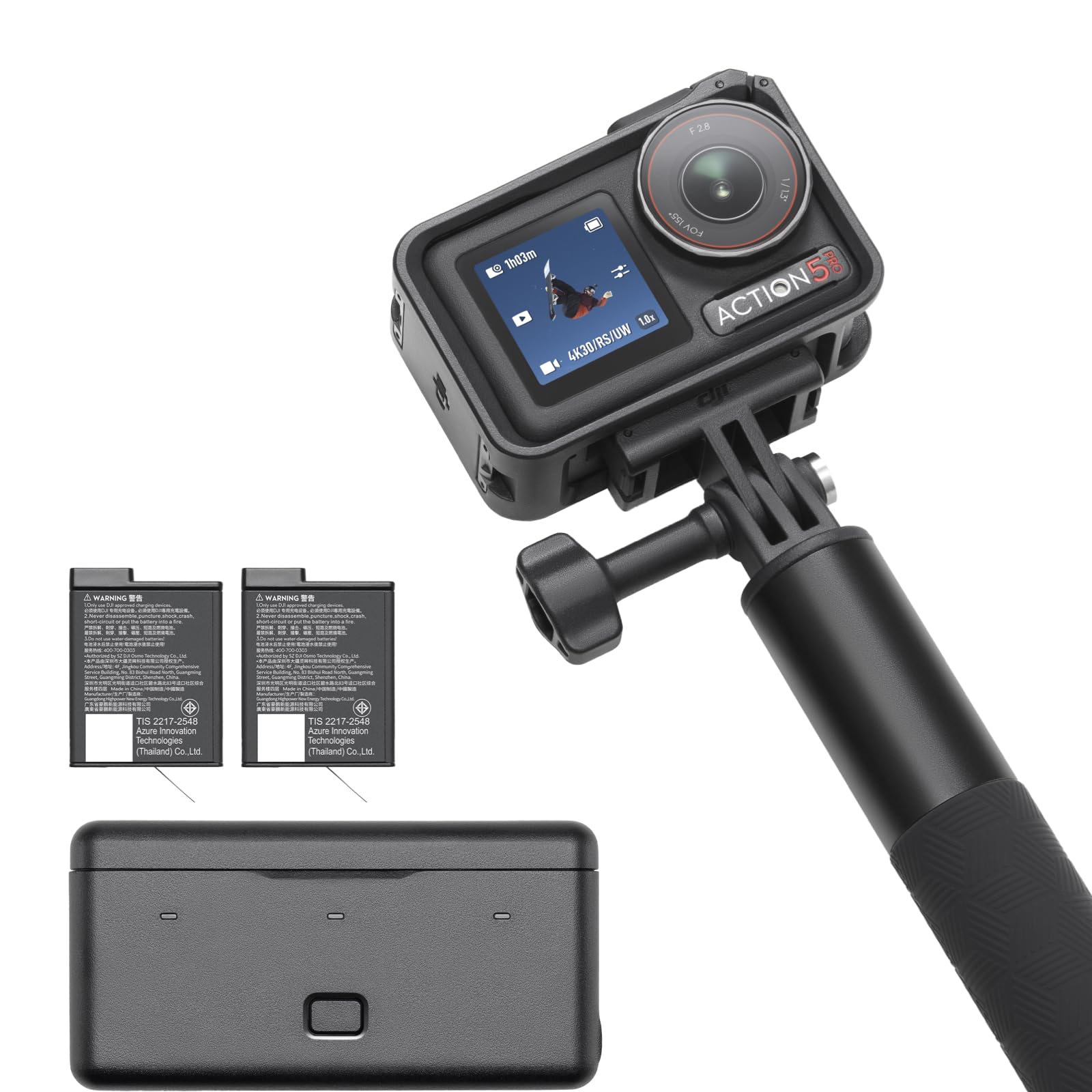 DJI Osmo Action 5 Pro Adventure Combo, Action Camera 4K with 1/1.3" Sensor, 12h Extended Battery ...