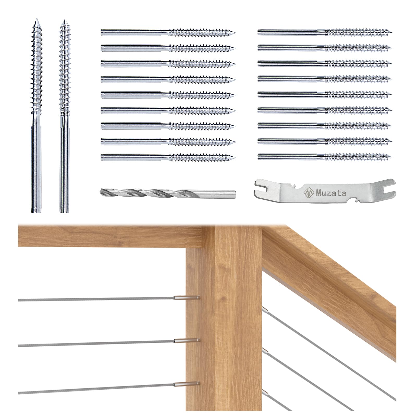 Snapklik.com : 20 Pack 1/8" Cable Railing Hardware Kit Swage Lag Screws ...