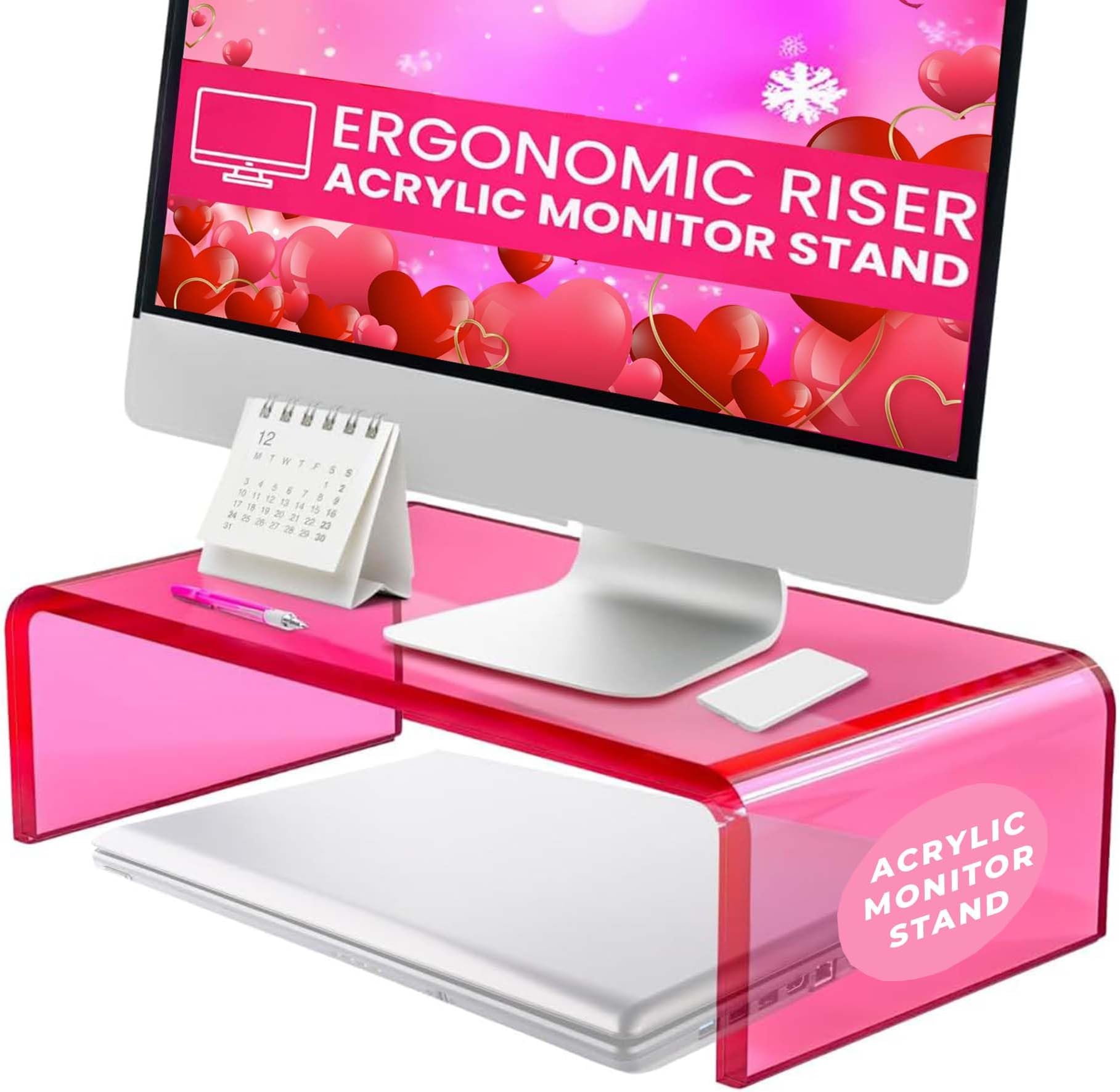 Amazon.com: NovaMode Acrylic Monitor Stand - Ergonomic Desk Riser for ...