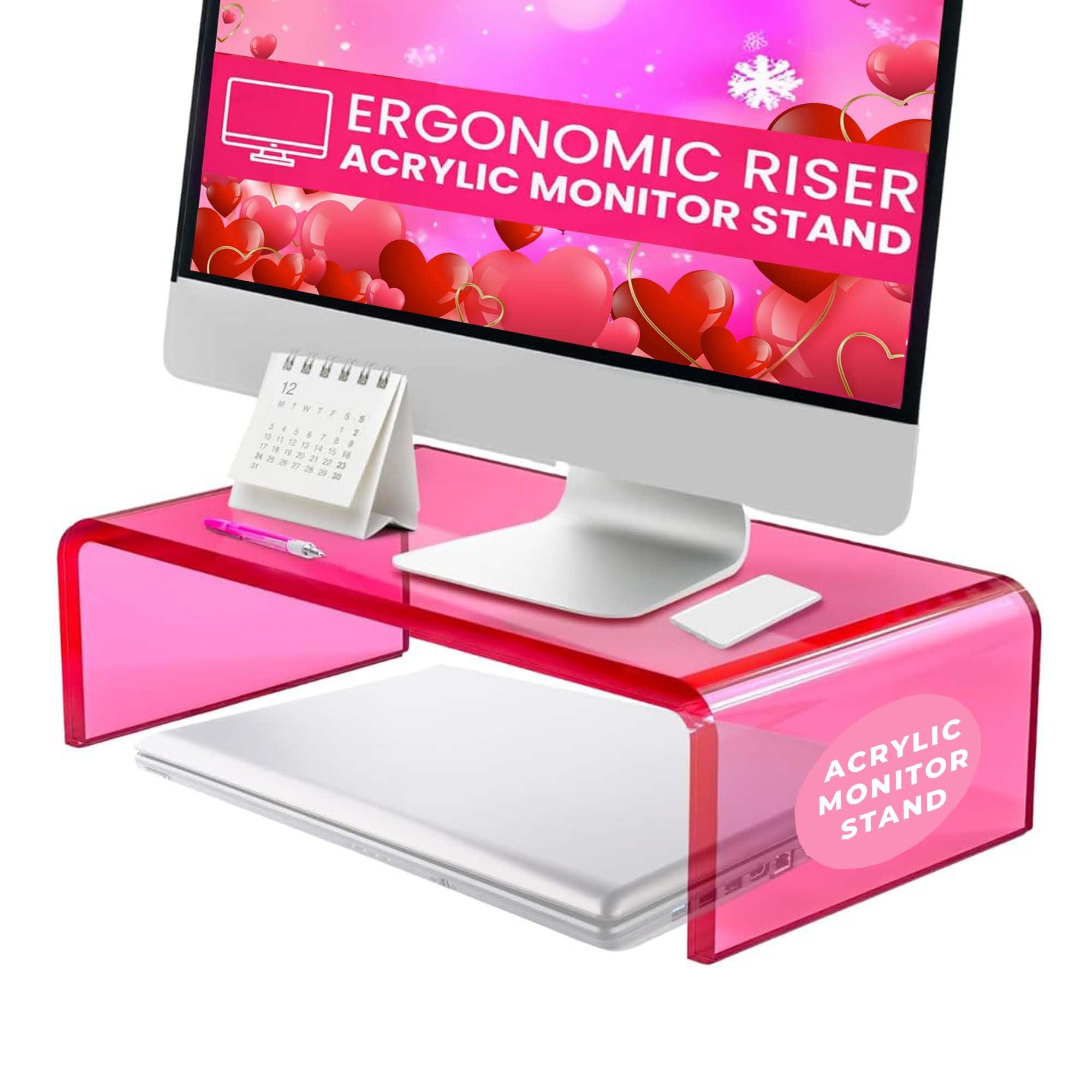 Amazon.com: NovaMode Acrylic Monitor Stand - Ergonomic Desk Riser for ...