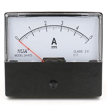 Baomain Ammeter DH-670 DC 0-5 A Rectangular Ampere Needle Panel Meter ...