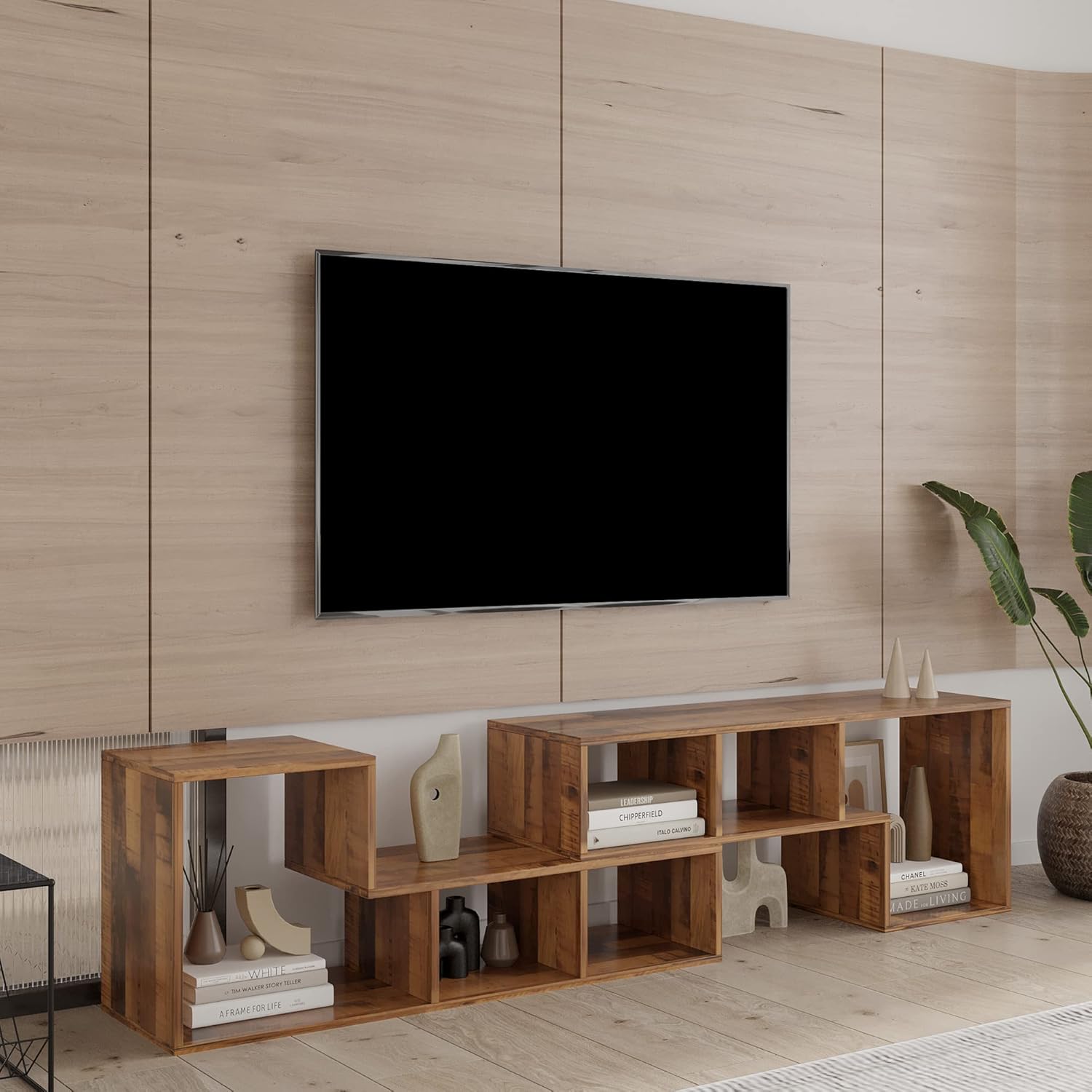 Amazon.com: Double L-Shaped TV Stand with Storage Shelves,Adjustable TV ...
