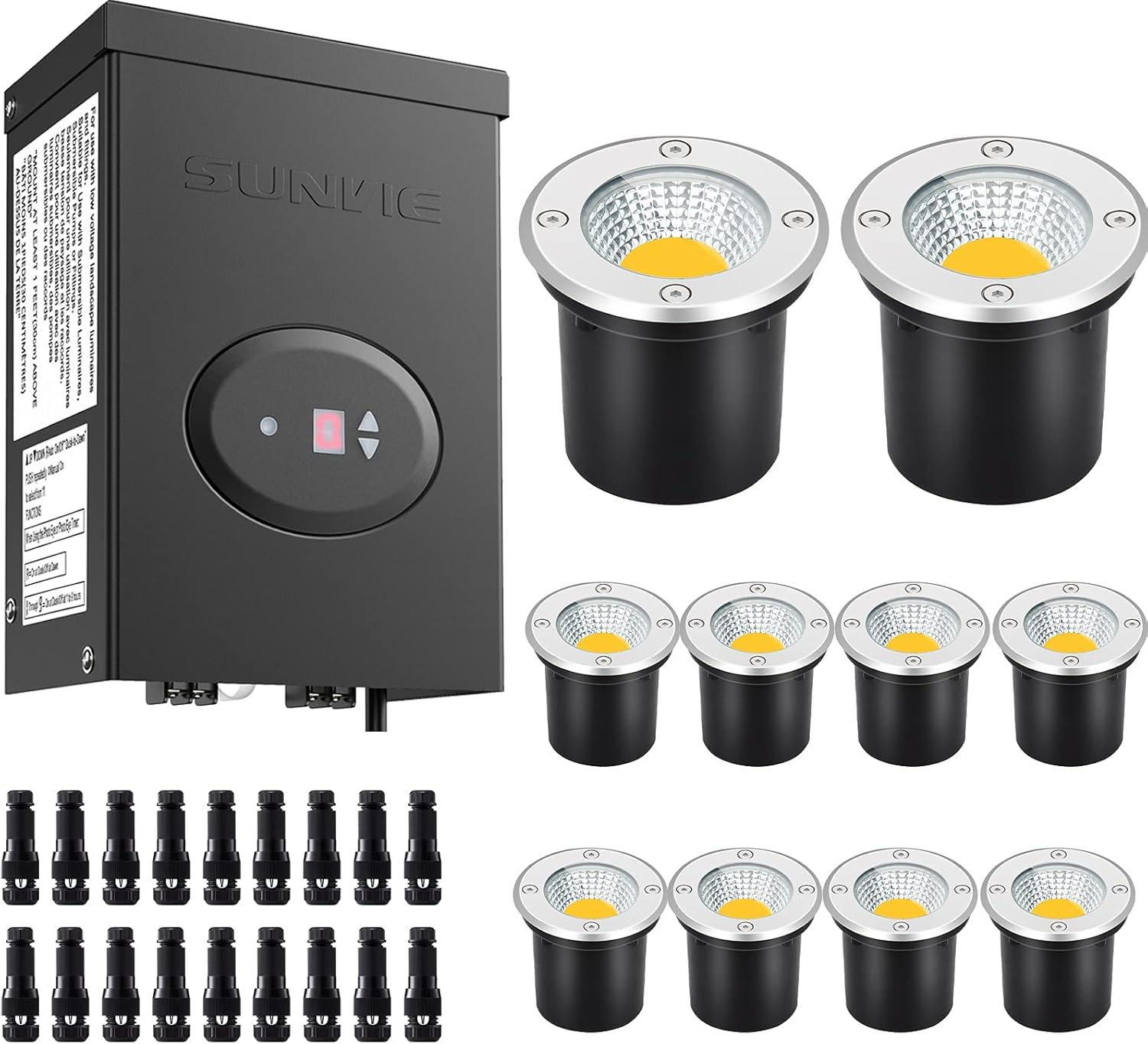 SUNVIE 10 Pack 12W Low Voltage Landscape Lights with Transformer and ...
