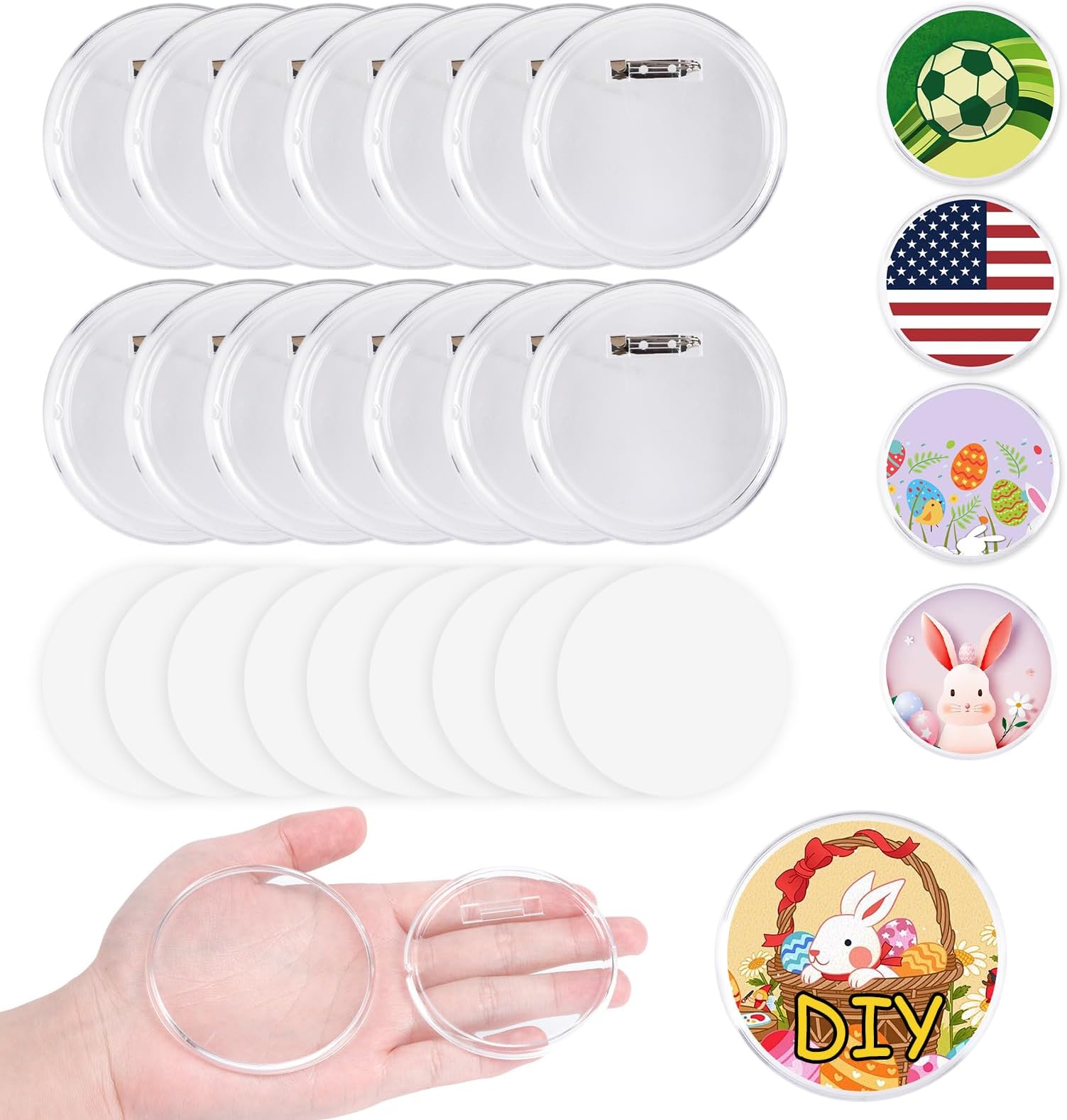 Amazon.com: 3.15 Inch Clear Button Badge with Pin,30 Pack Acrylic ...