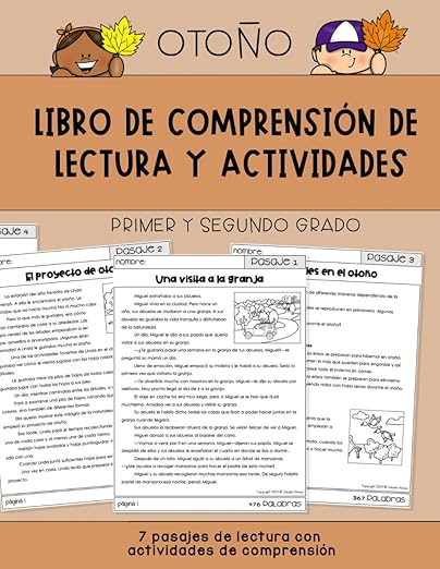 Libro de comprensión de lectura y actividades: Primer y segundo grado ...