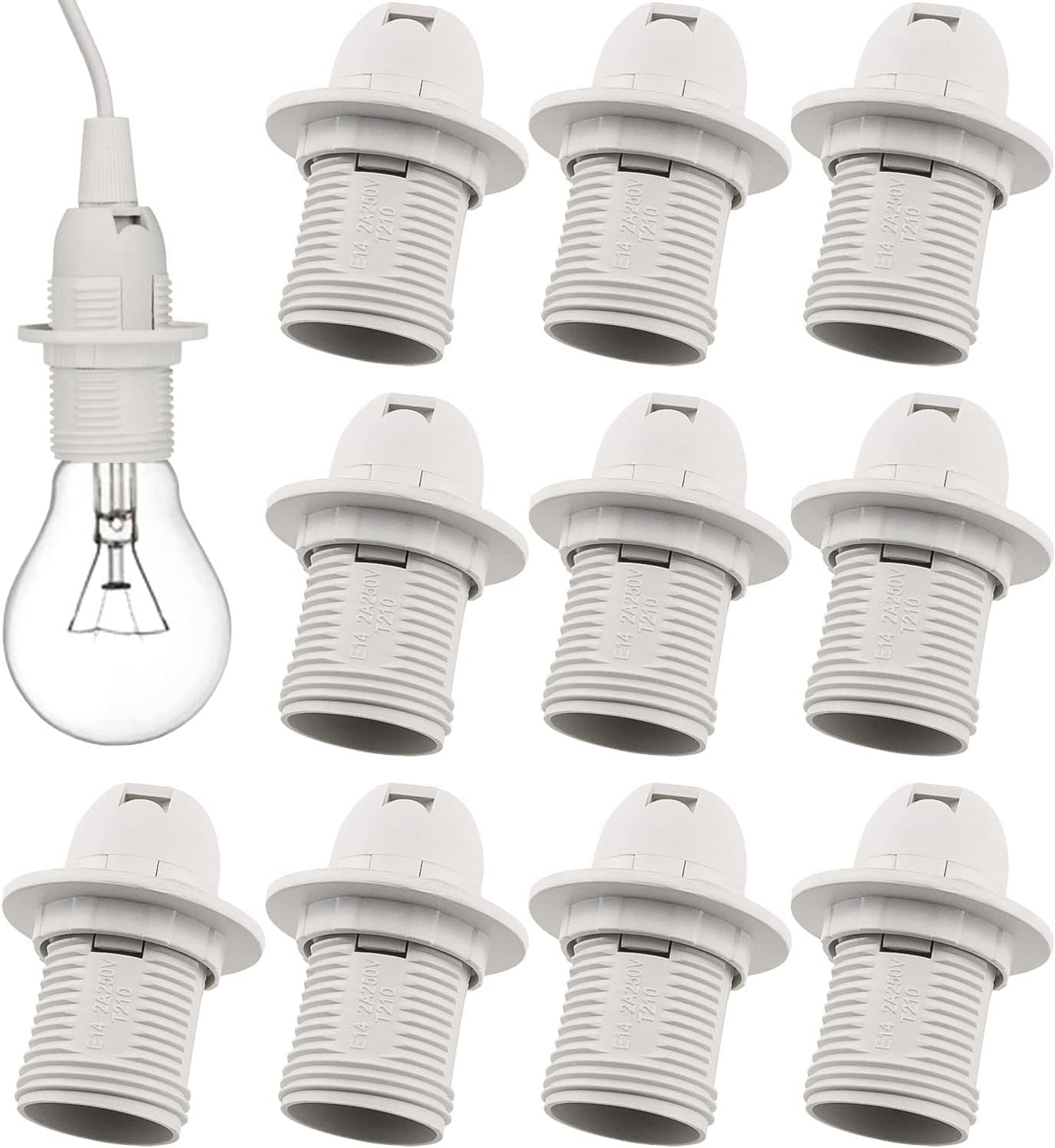 Excefore E14 Lamp Holder, 10 Pieces Screw Lamp Holder Light Bulb ...