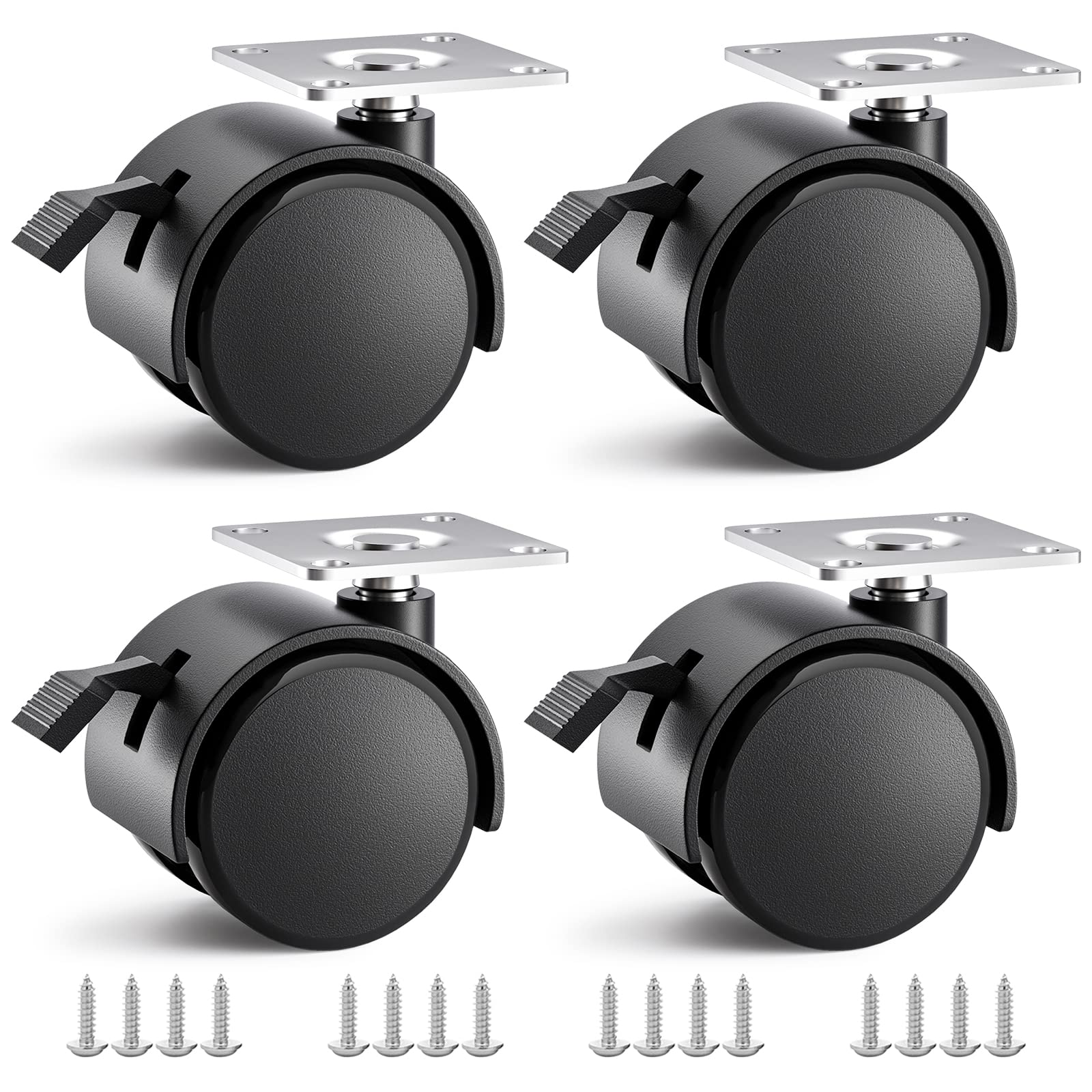 Snapklik.com : 2 Inch Casters Set Of 4, Plastic Caster Wheels For ...