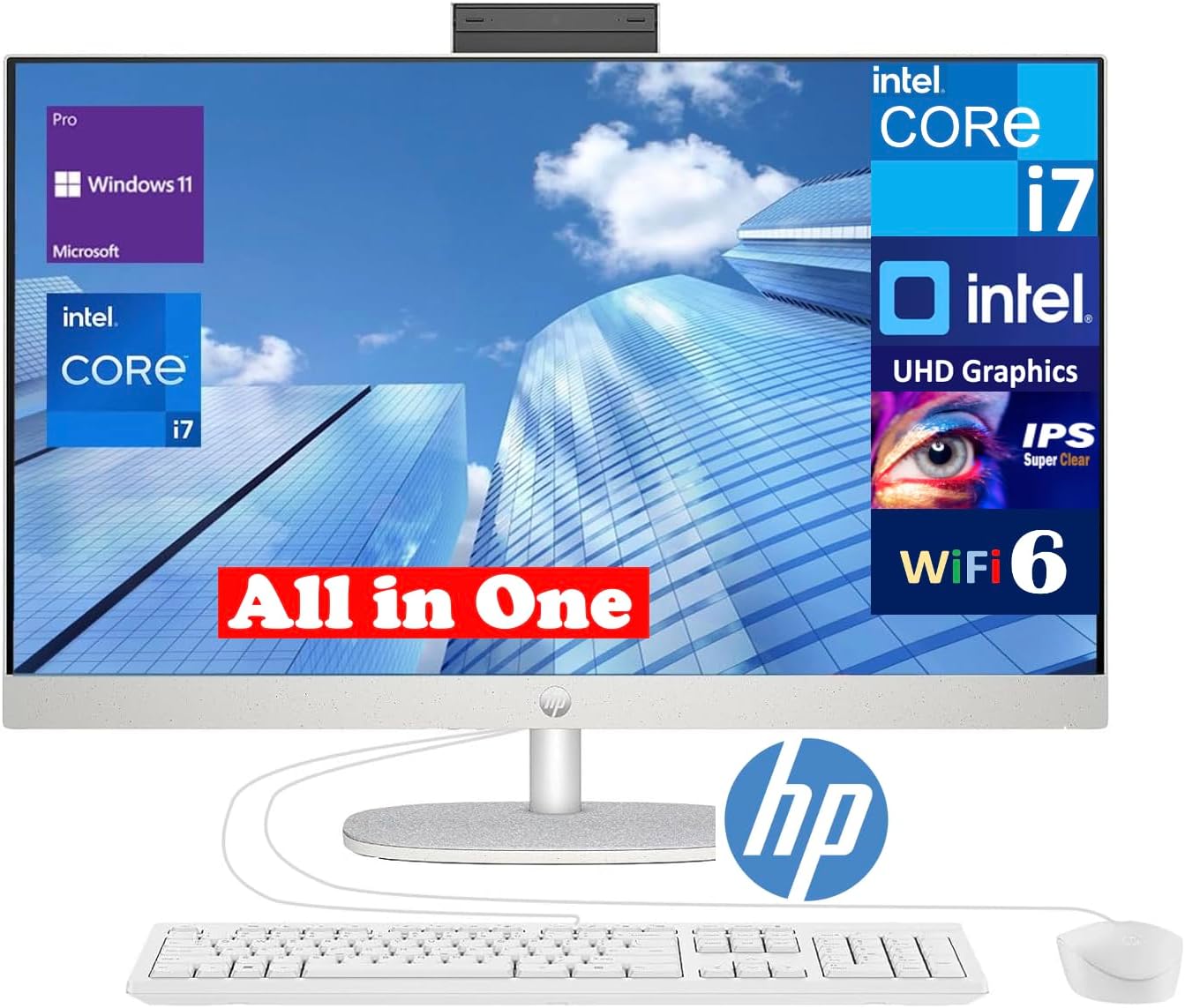 HP 27" All-in-One Business Desktop Computer, 27" IPS FHD Display (Intel ...