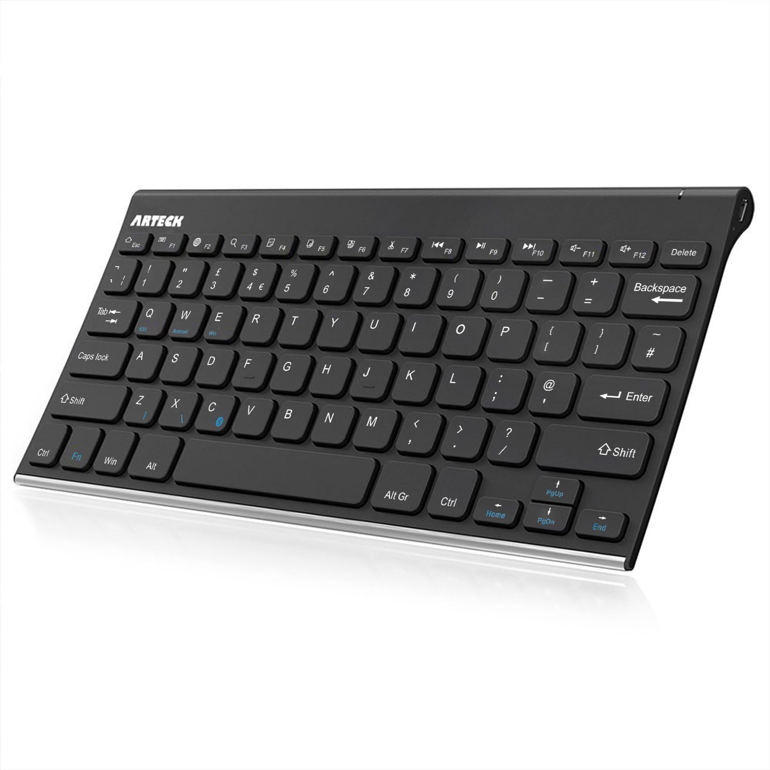 Arteck Bluetooth Keyboard, Stainless Steel Universal Portable Multi ...