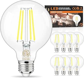 hansang 8 Pack Bathroom Light Bulbs, 6000K Daylight, 60W Equivalent G25 ...