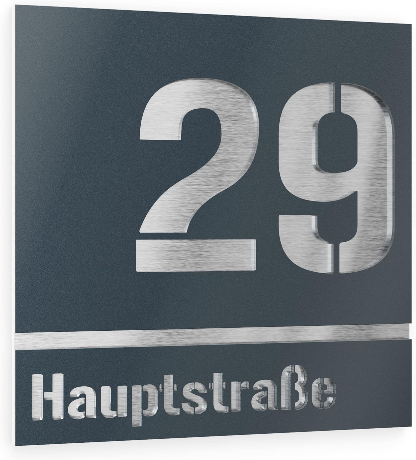 Graviers Design Hausnummer aus V2A Edelstahl 160x110mm - Anthrazit RAL ...