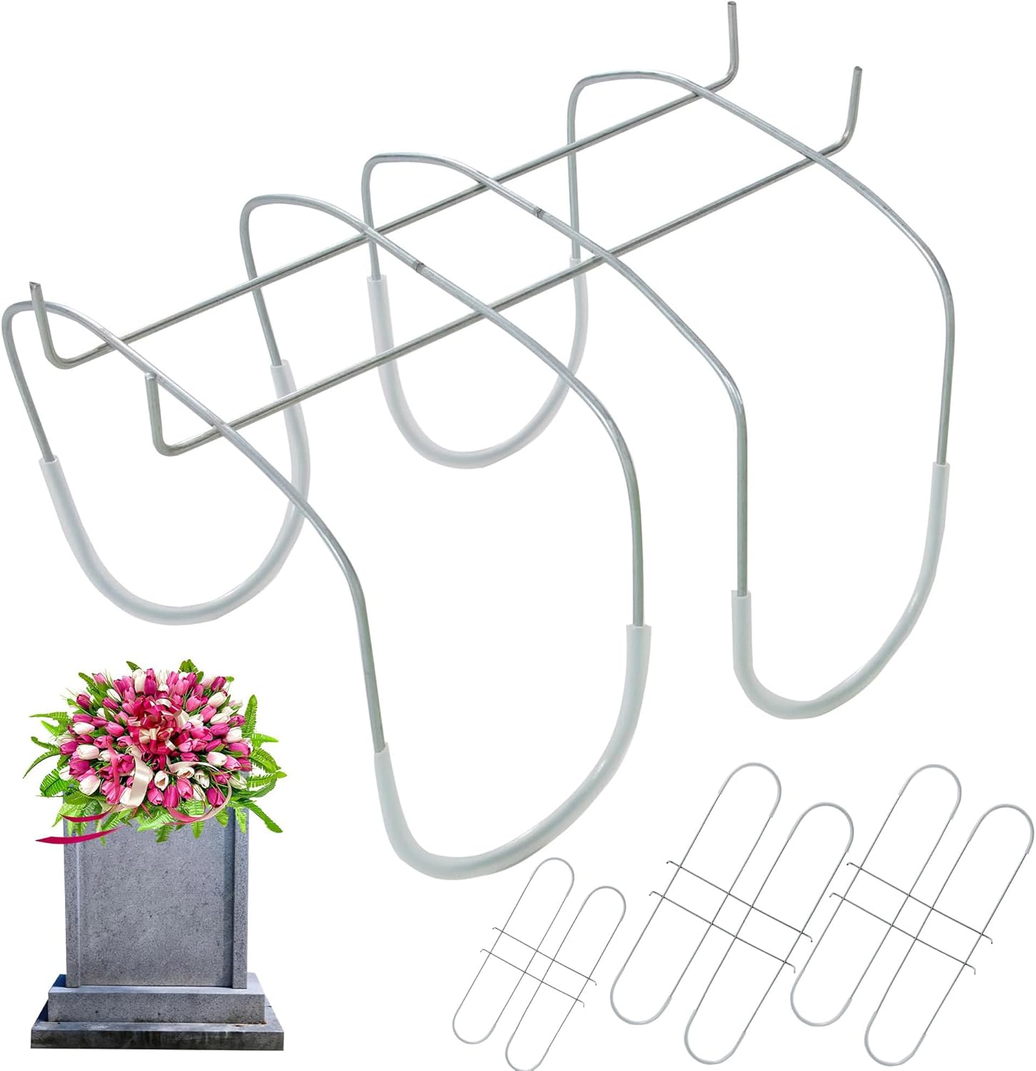 Amazon.com: 14 Pieces Headstone Flower Saddle Grave Flower Holder ...