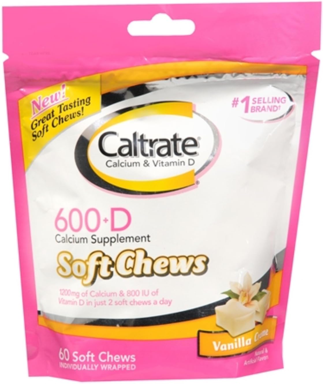 Amazon.com: Caltrate Calcium & Vitamin D Soft Chews Vanilla Creme 60 ...