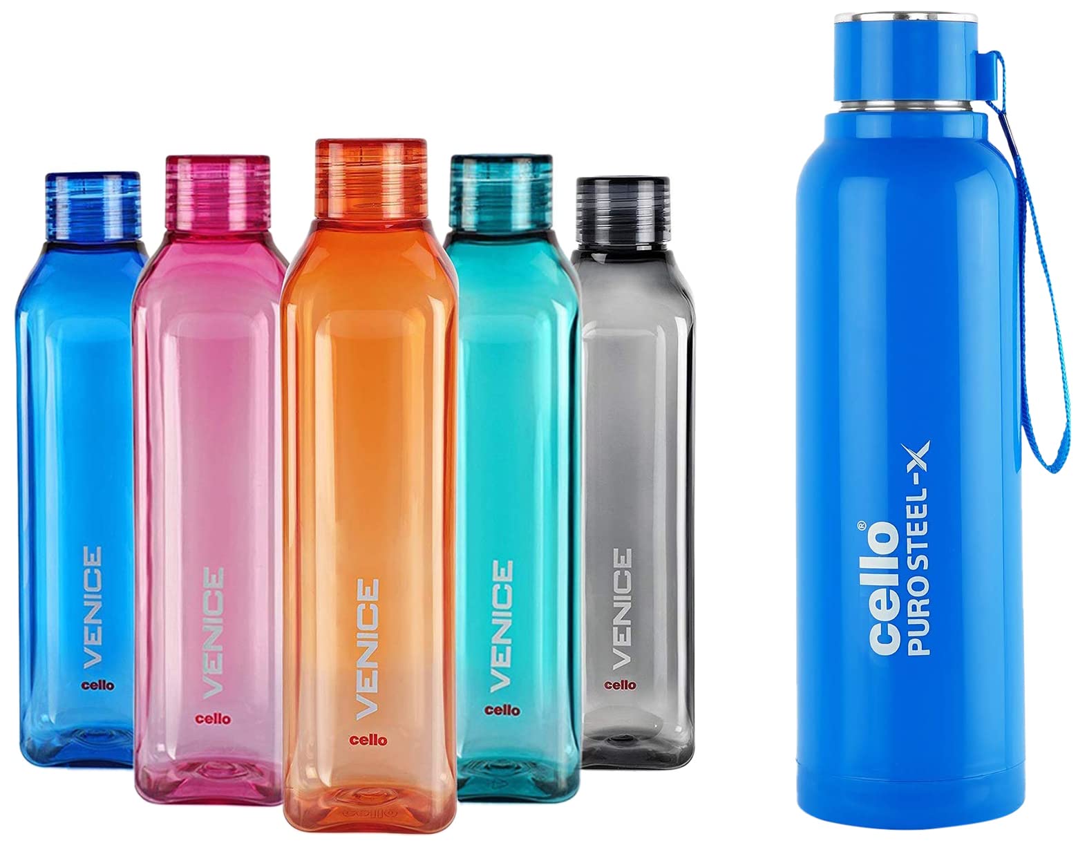 Cello Puro Steel-X Benz Water Bottle with Inner Steel and Outer Plastic ...