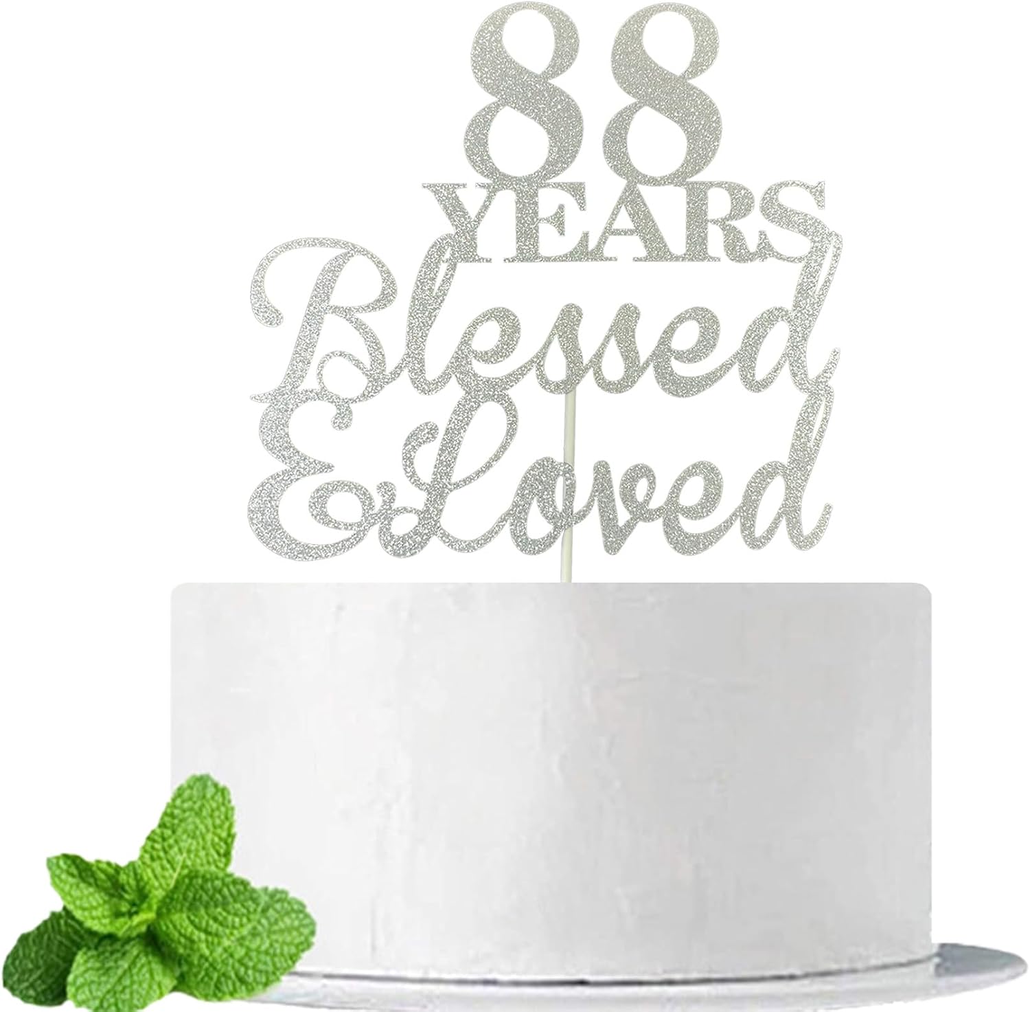 Amazon.com: JIEEIN 88 Years Blessed & Loved Cake Topper for 88th ...