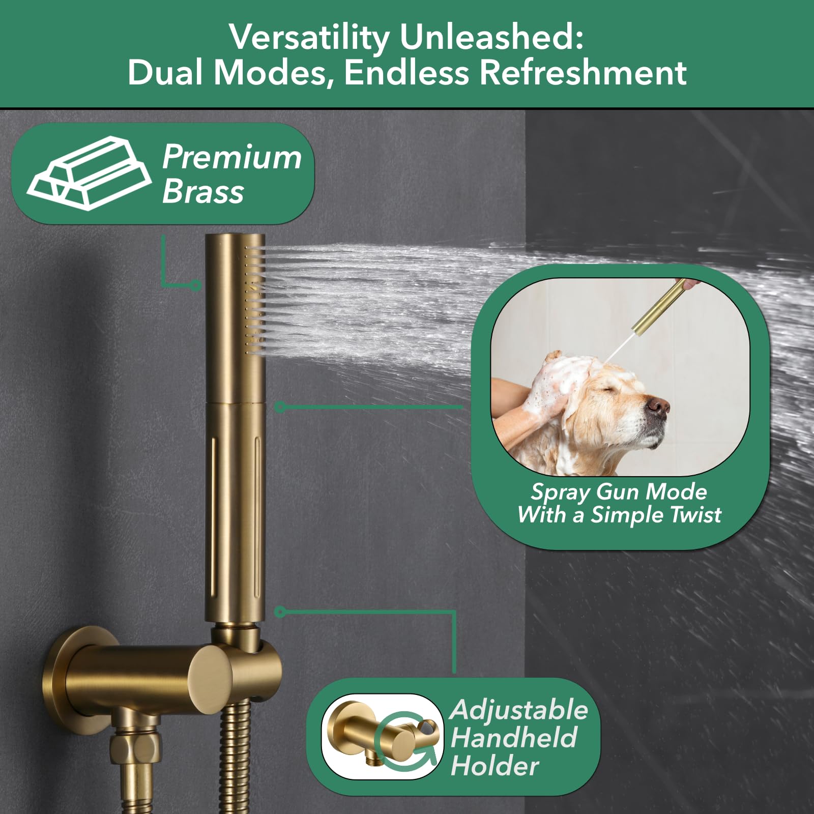 Snapklik.com : VANFOXLE Shower Faucet Set Brushed Gold Shower System,Push Button Diverter Shower ...