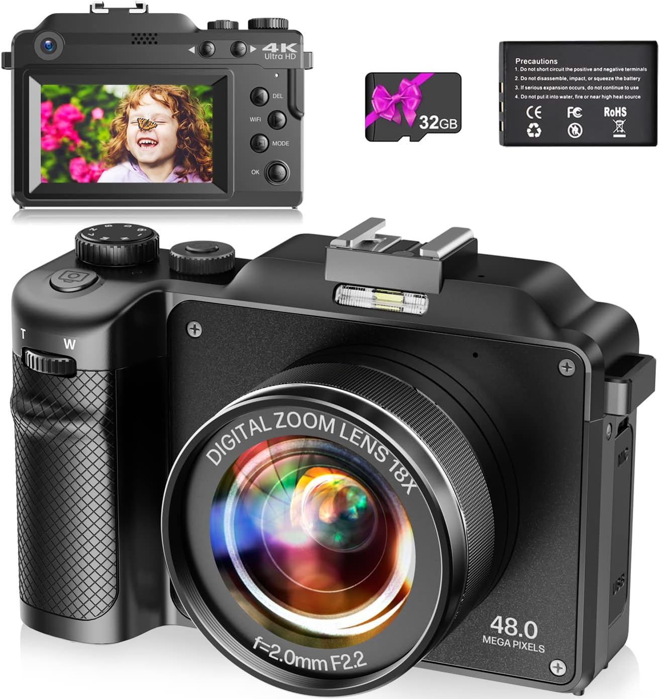 Digitai Camera 4K 48MP Compact Digital Camera for Photography, Vlogging ...