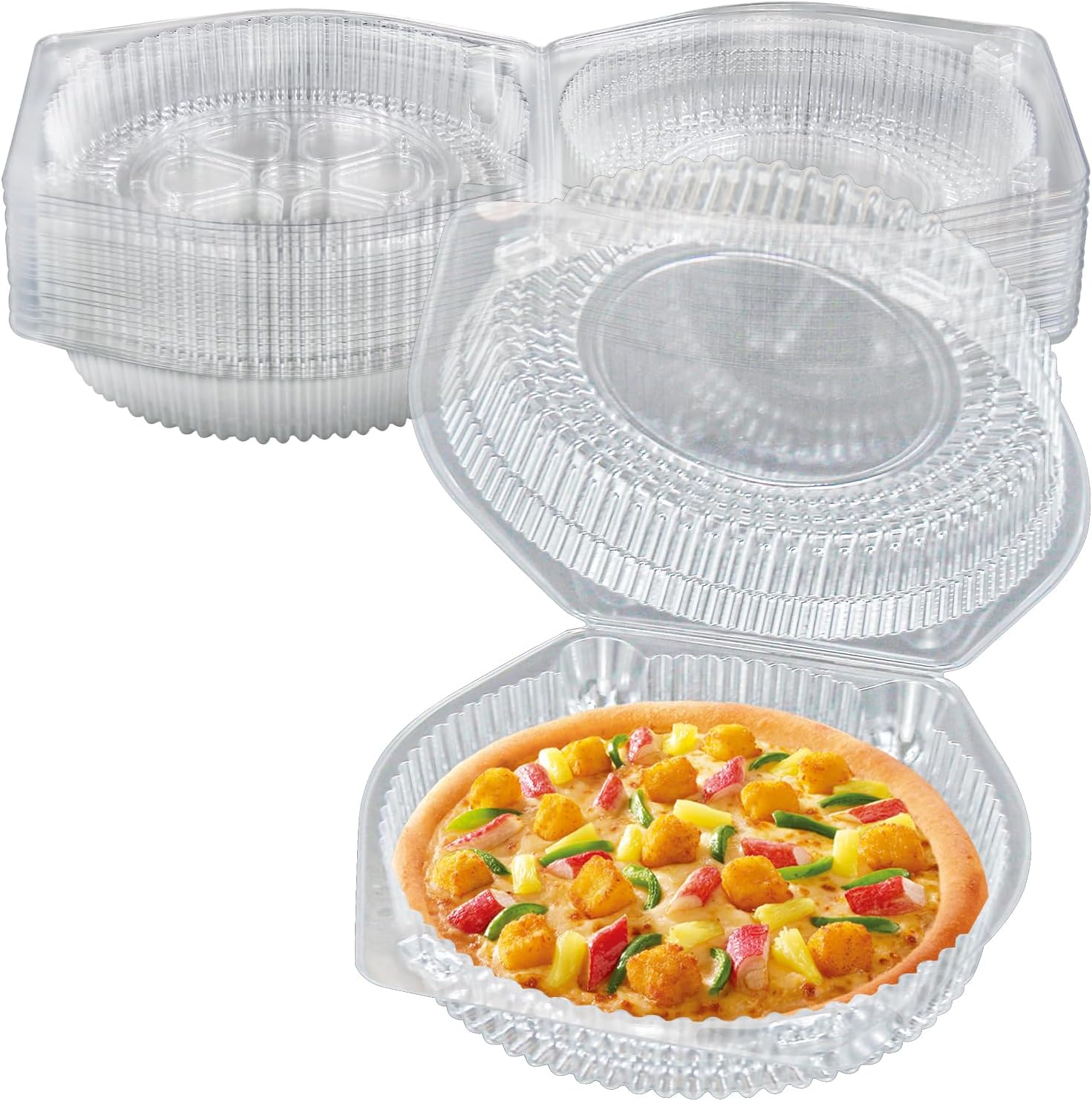 Amazon.com: 24 Pcs Plastic Disposable Pie Keeper with Hinged Locking ...