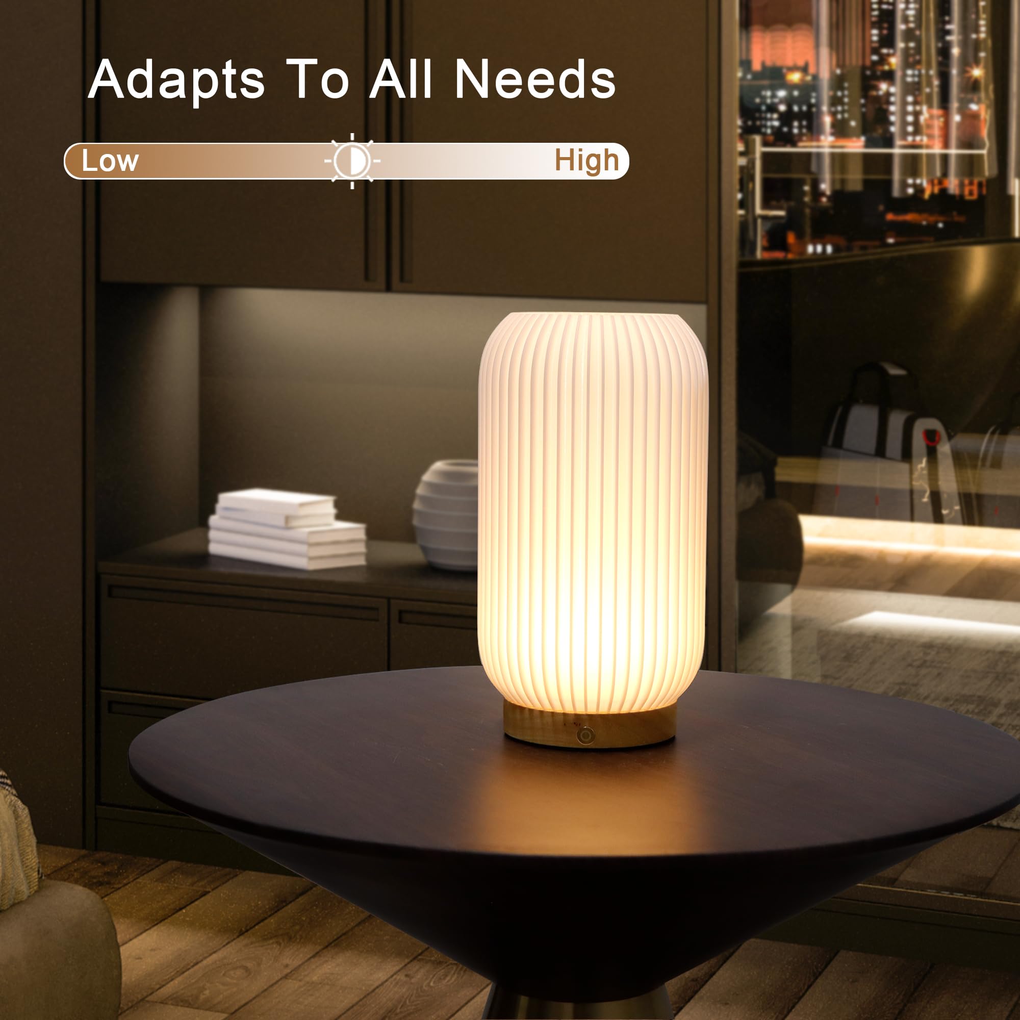 JHY DESIGN 3-Color Light Source Dimmable Touch Bedside Lamp 23.5cm High ...