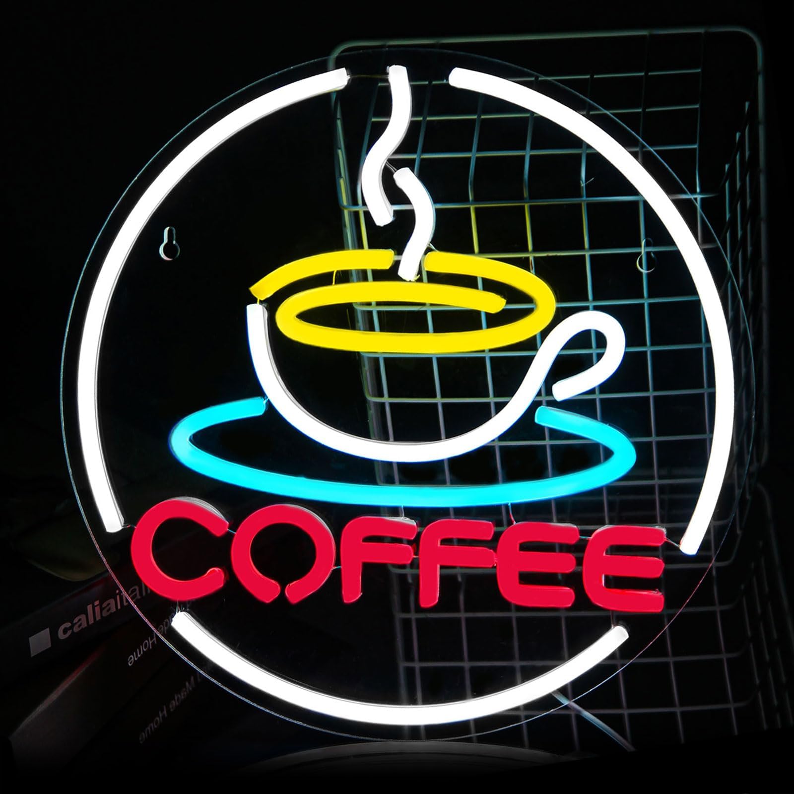 Amazon.com : Gevbay Coffee Bar Neon Sign Coffee Cup Sign LED Light UP ...