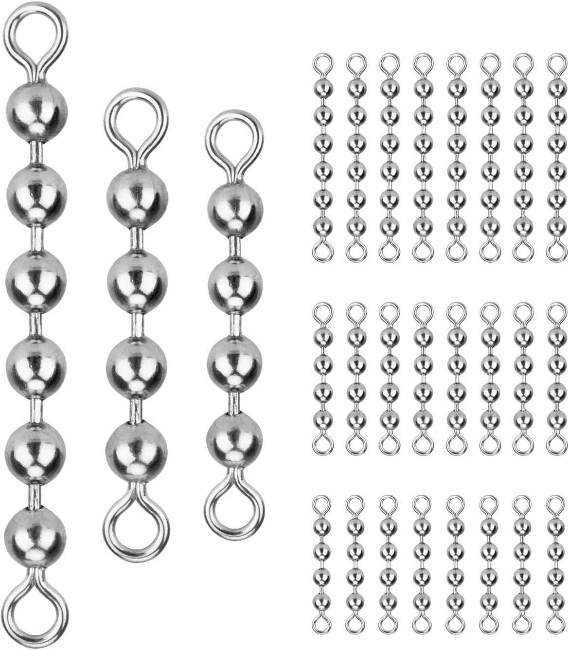 Amazon.com : 60 Pcs Bead Chain Swivels for Fishing,Stainless Steel ...