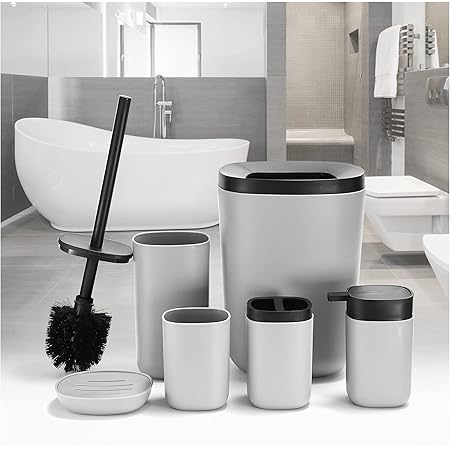 Amazon.com: Bathroom Sets Accessories,Plastic 6 Piece Bathroom ...