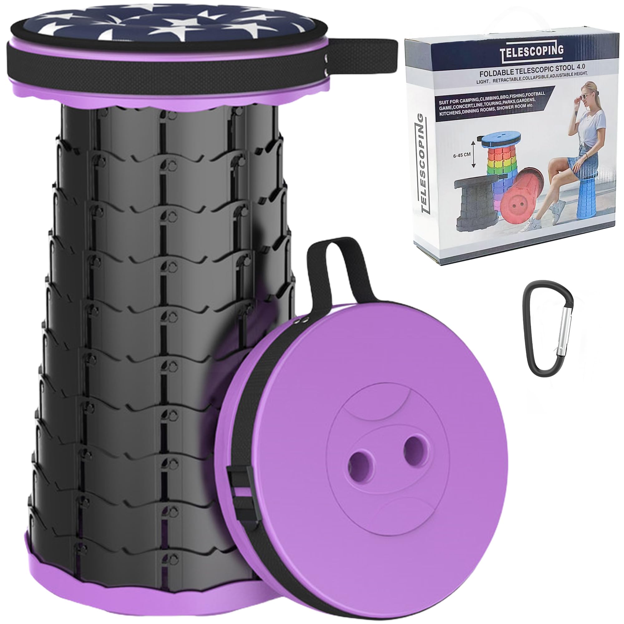 Amazon.com: ALEVMOOM Telescoping Stool with Cushion,Telescopic Stool ...