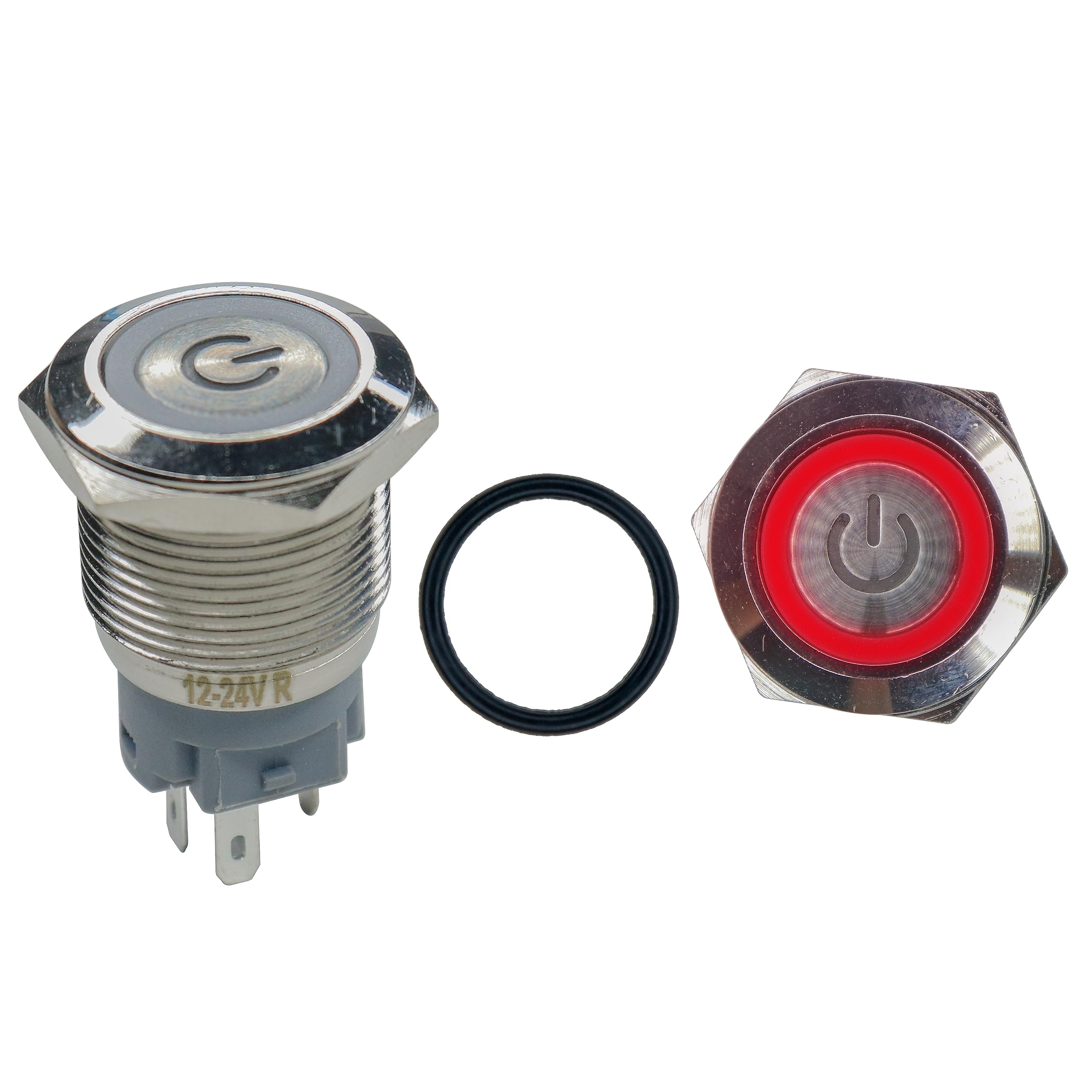 Electronic Spices 19 mm 12-24V Ring Light Self Locking Push Button ...
