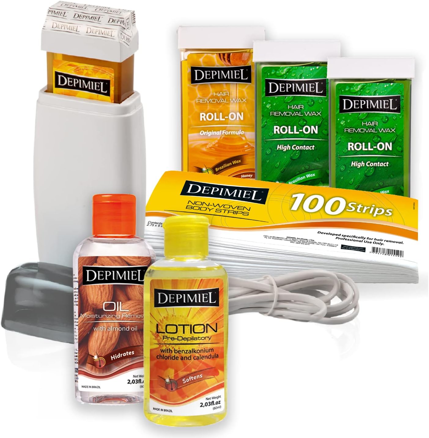 Amazon.com: Depimiel All-In-One Soft Wax Kit | Wax Roller with Wax ...