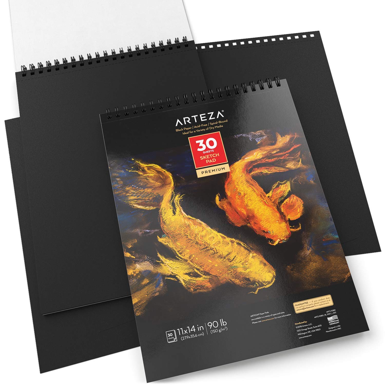 Snapklik.com : Spiral Sketch Book 11x14 Black Art Paper Drawing Pad 2 ...