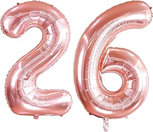 Amazon.com: WEIKA 40 Inch Rose Gold Number 26 Balloons, Giant Jumbo ...
