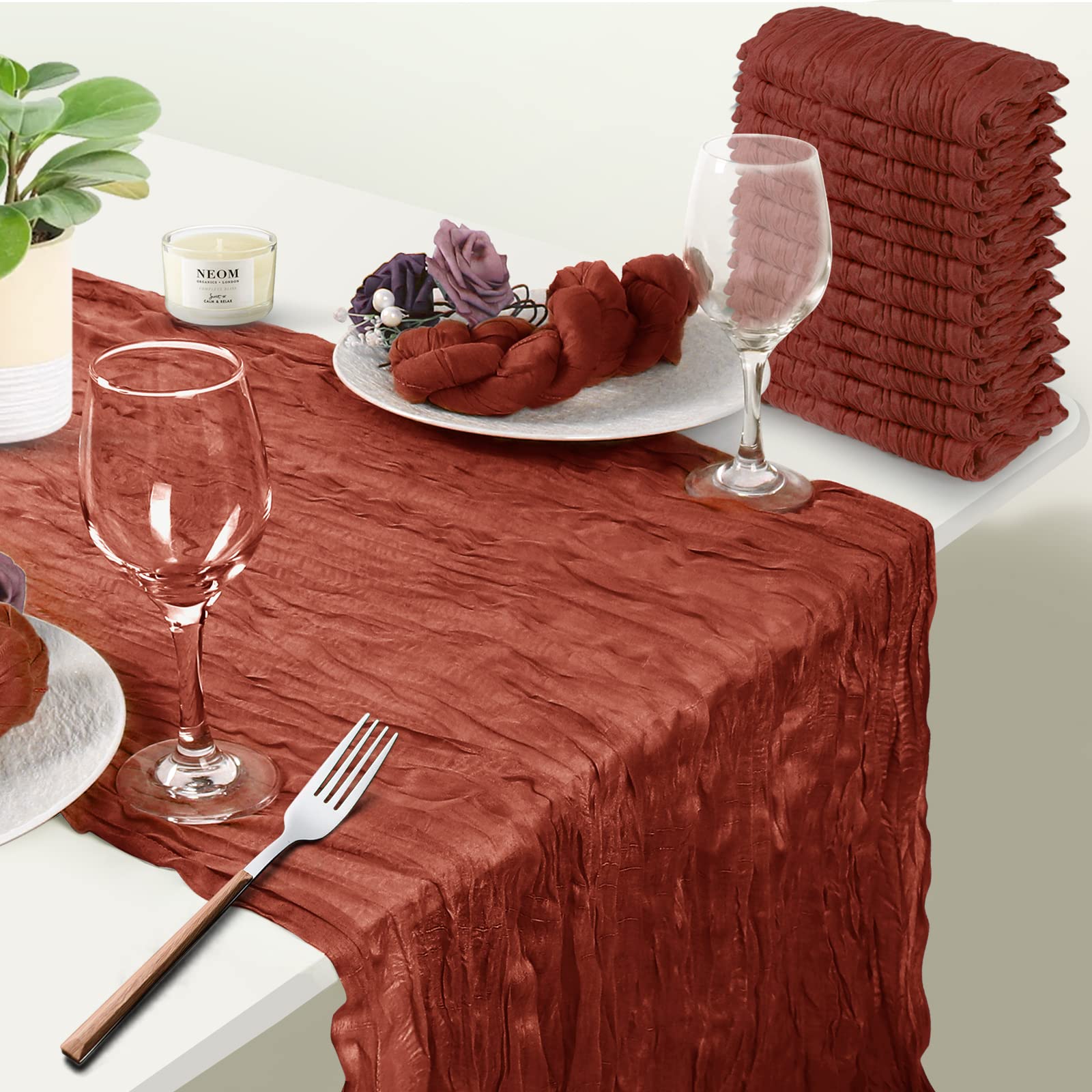 Snapklik.com : TISEMENT 12 Packs Cheesecloth Table Runner, 35x 120 ...