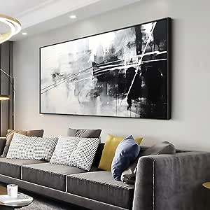 Amazon.com: abstract Wall Art Small Size Framed Home Artwork Decor Black and White Modern ...