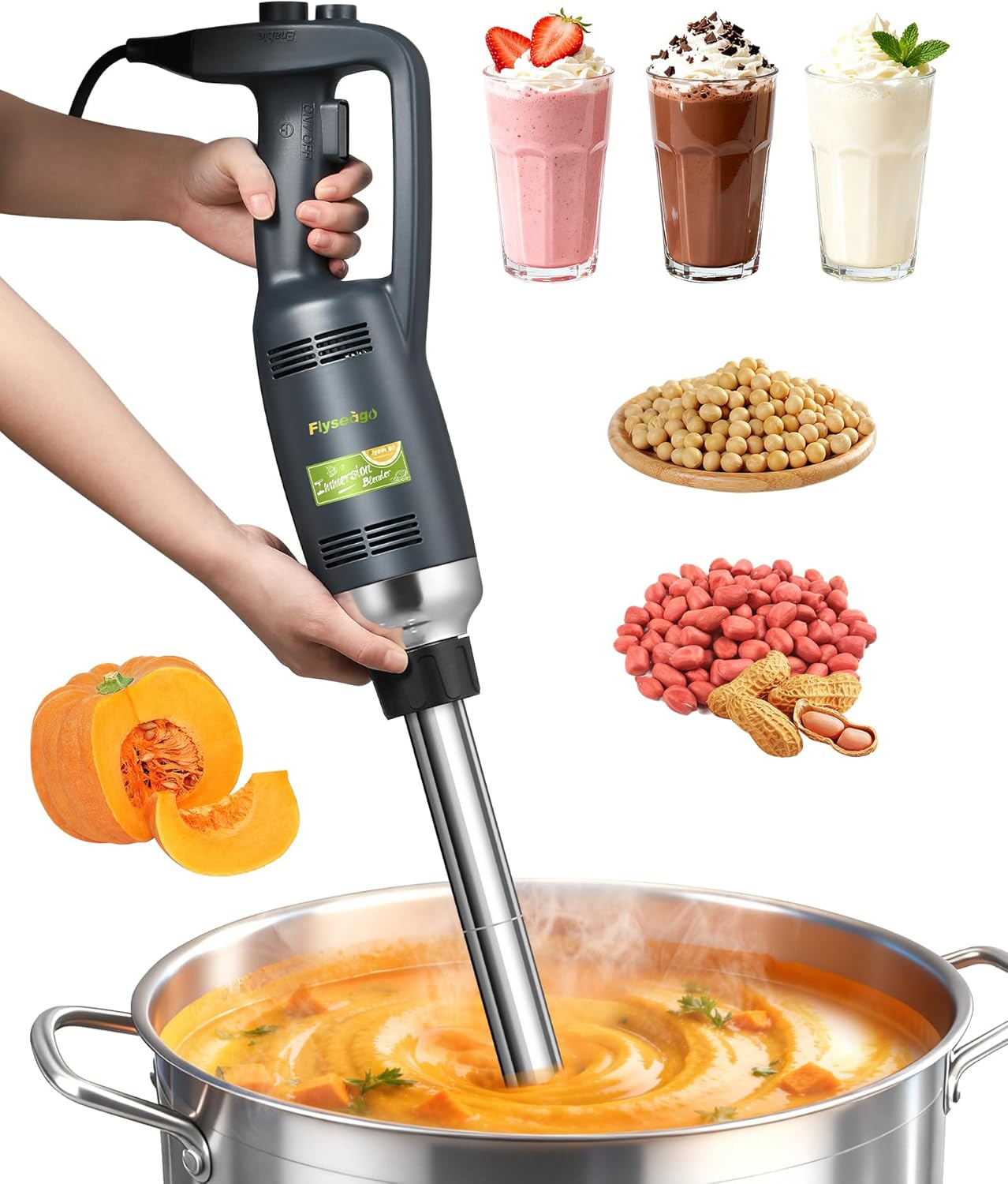 Amazon.com: Flyseago Commercial Immersion Blender Hand held Blenders ...