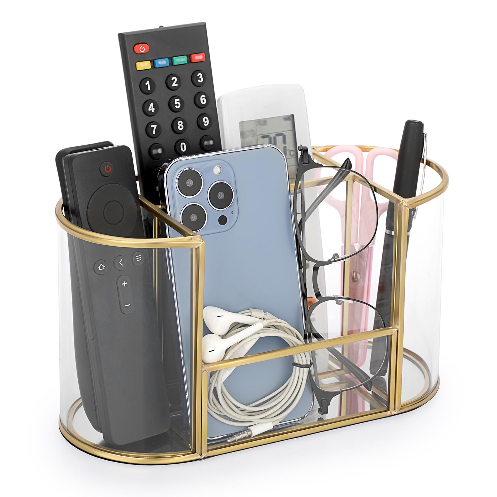 Amazon.com: Sumnacon Remote Holder-Clear Glass Remote Caddy Organizer ...