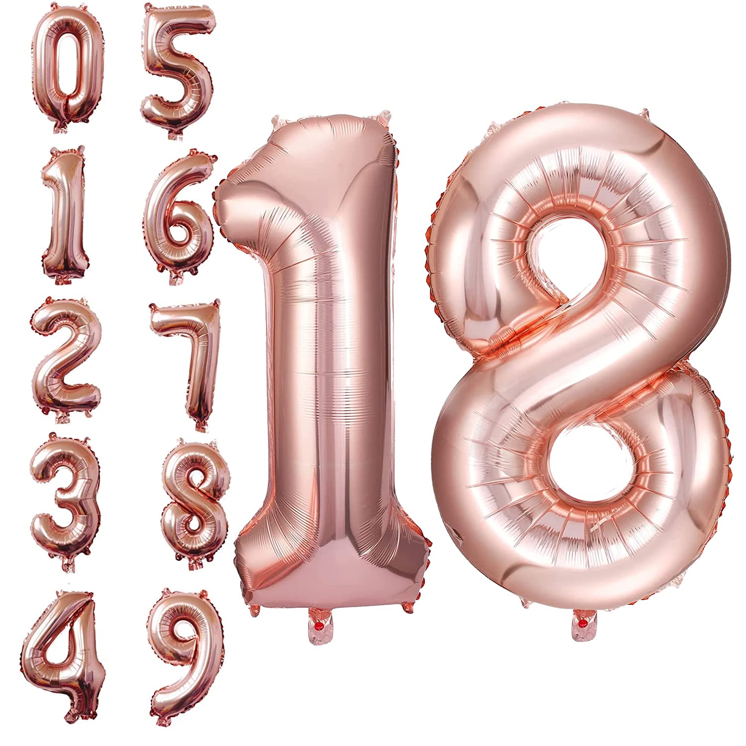 Party Propz Large 18 Number Foil Balloon - 16 Inch, Rose Gold Number ...