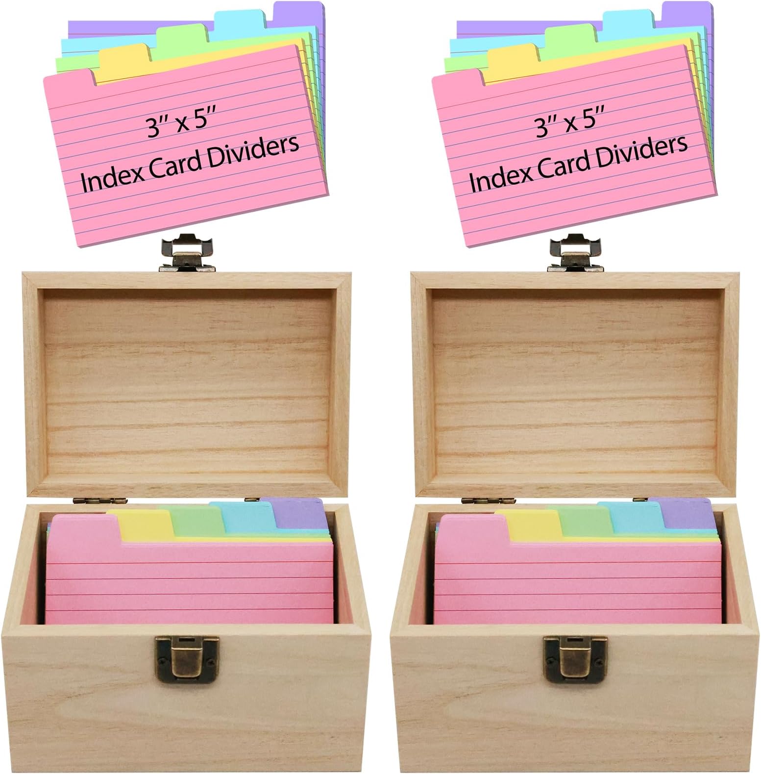 Amazon.com : DRASTAR Wooden Index Card Organizer, 3x5 Index Card Box ...