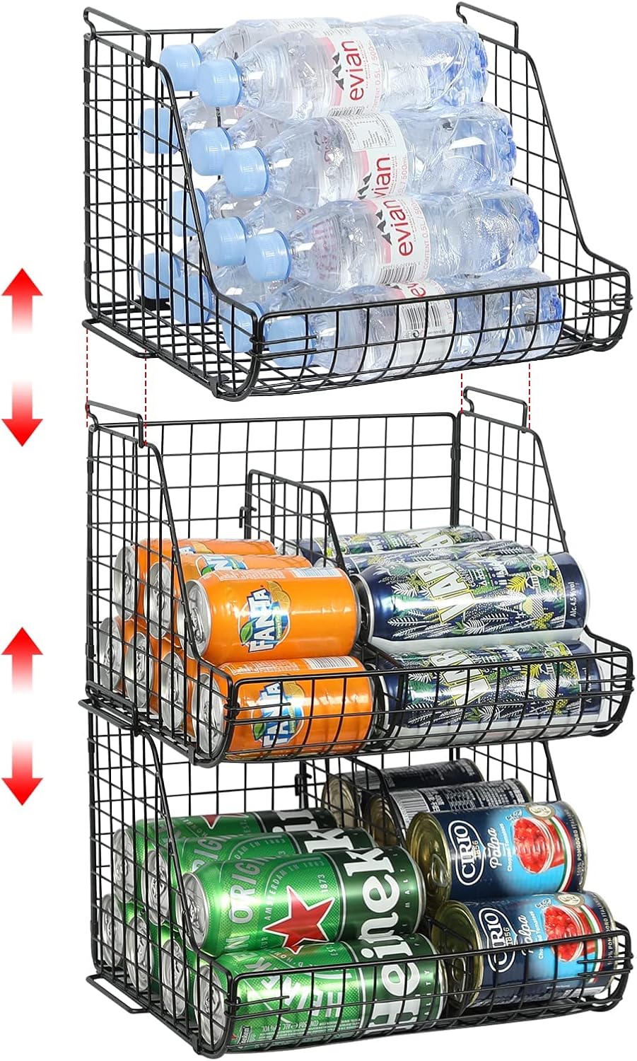 Amazon.com: Stacking Can Dispensers 3 Tier with 3 Divider, Large Pantry ...