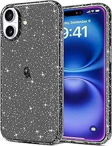 Amazon.com: JJGoo Compatible with iPhone 16 Plus Case Clear Glitter, Sparkle Soft TPU ...
