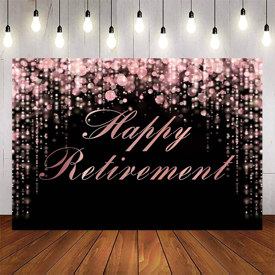 Amazon.com : Avezano Happy Retirement Backdrop Rose Gold and Black ...