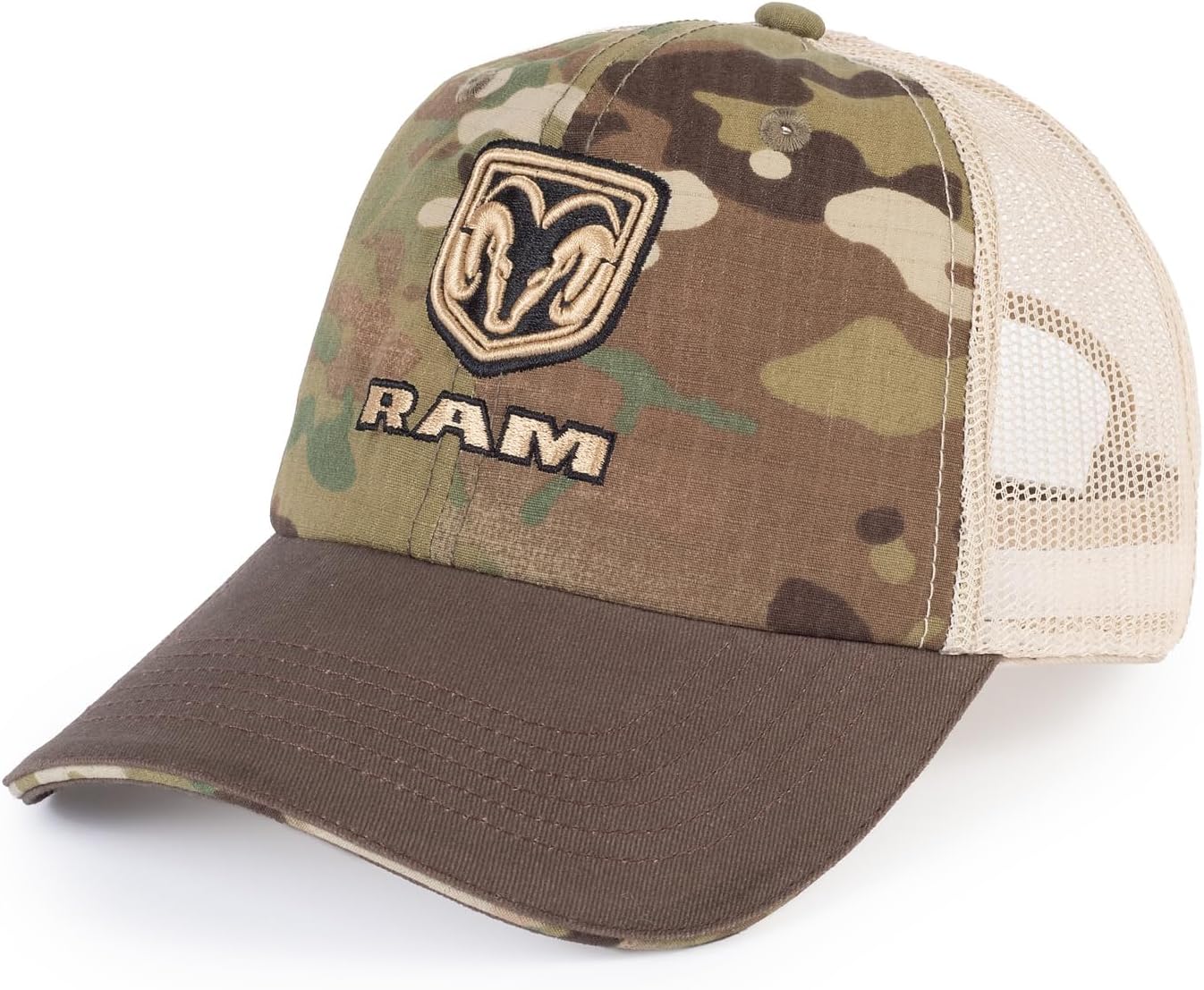 RAM Trucks Logo Shield Camo Trucker Hat, Structured, 6-Panel Cap, One Size at Amazon Men’s ...