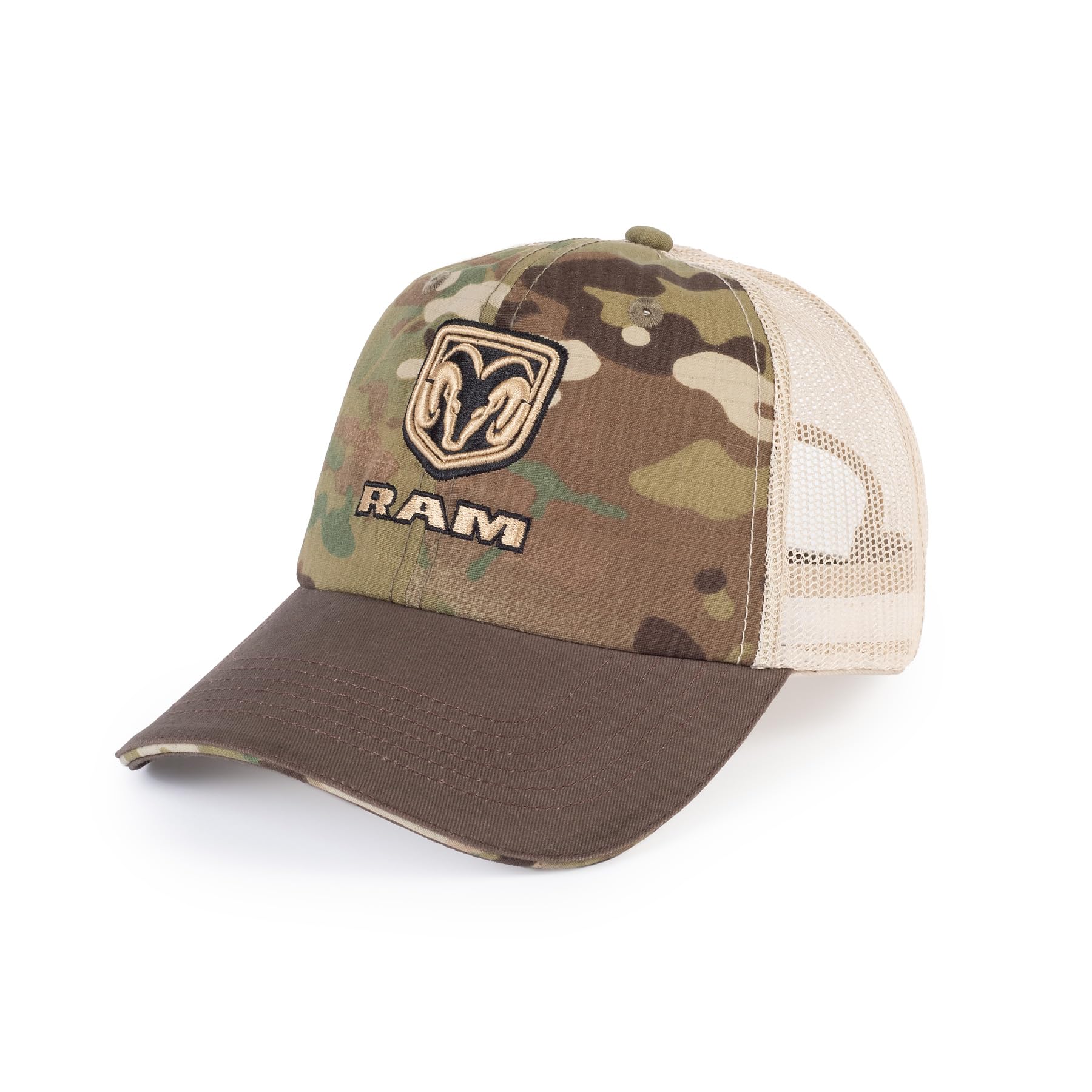 RAM Trucks Logo Shield Camo Trucker Hat, Structured, 6-Panel Cap, One ...