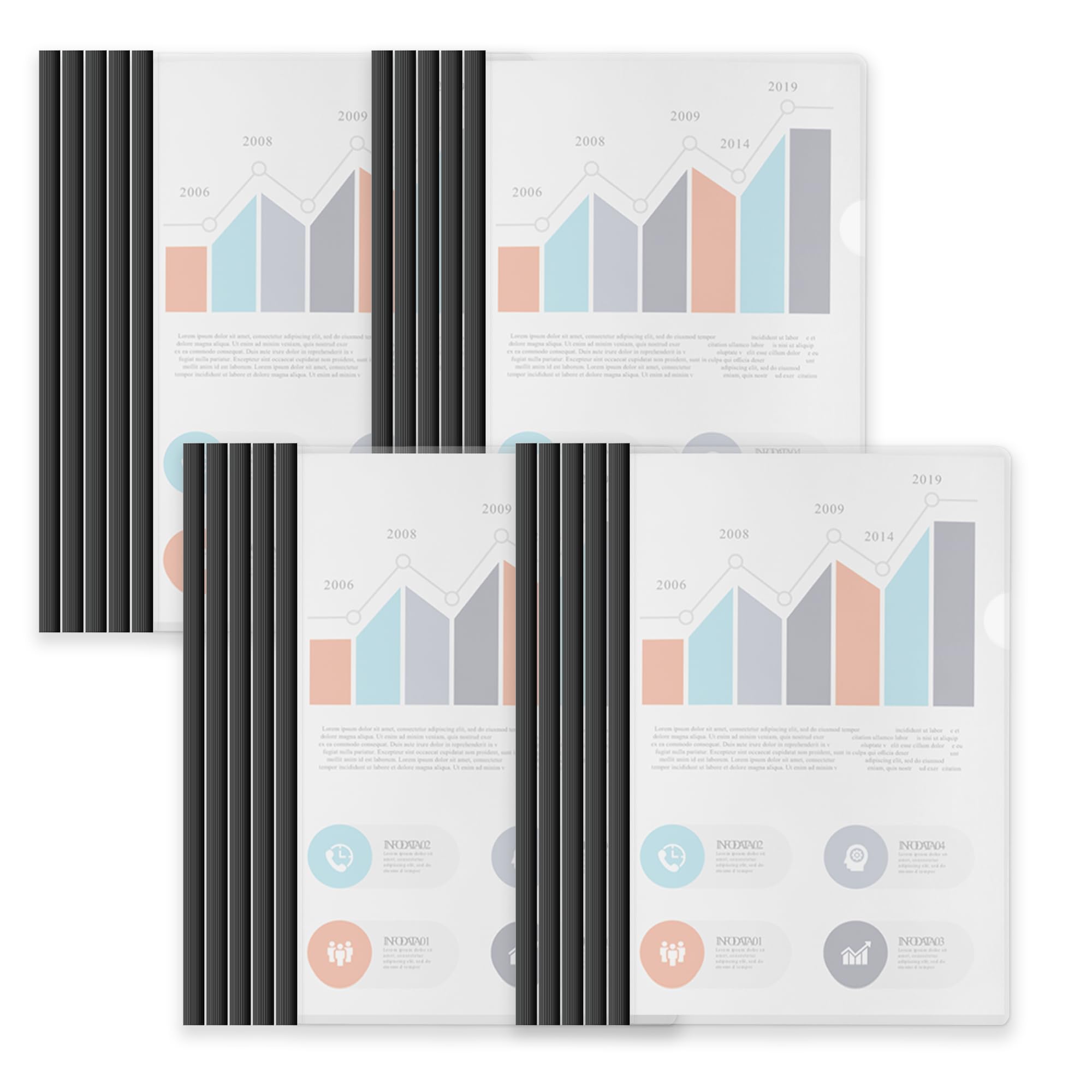 Binditek 20 Pack Report Covers with Sliding Bar, Clear Report Covers ...