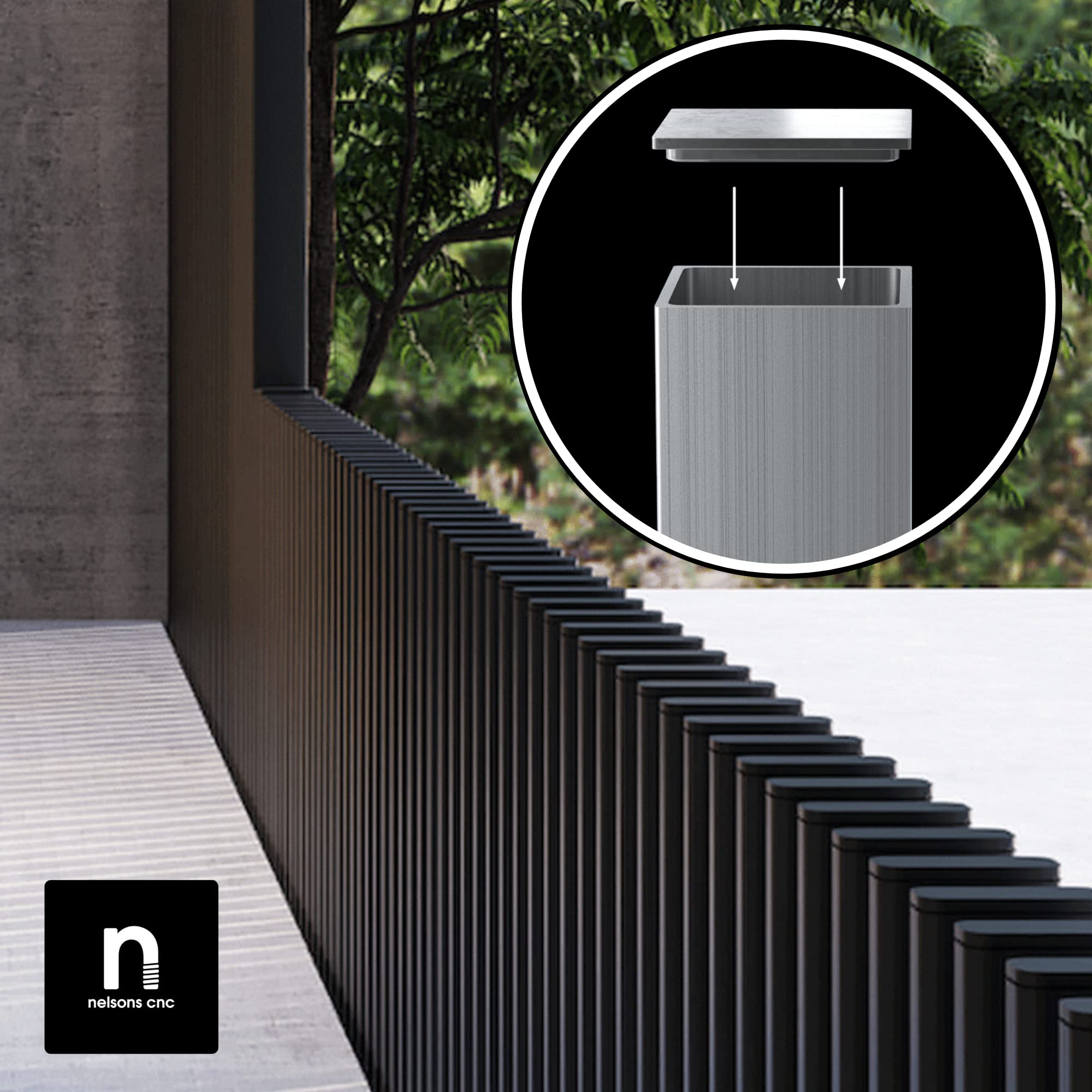 Cinder Block Fence Cap For Aluminum Metal Fillings Of Fence With An