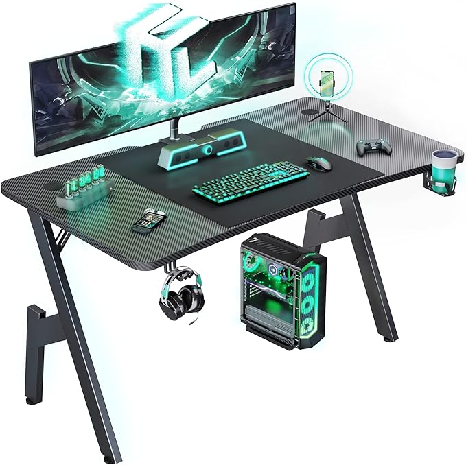 Amazon.com: HLDIRECT 55 Inch Gaming Desk, Large Computer Desk Gaming ...